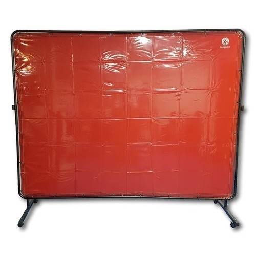 Red Portable Welding Screen 2400mm x 1800mm with Frame & Castors - AES