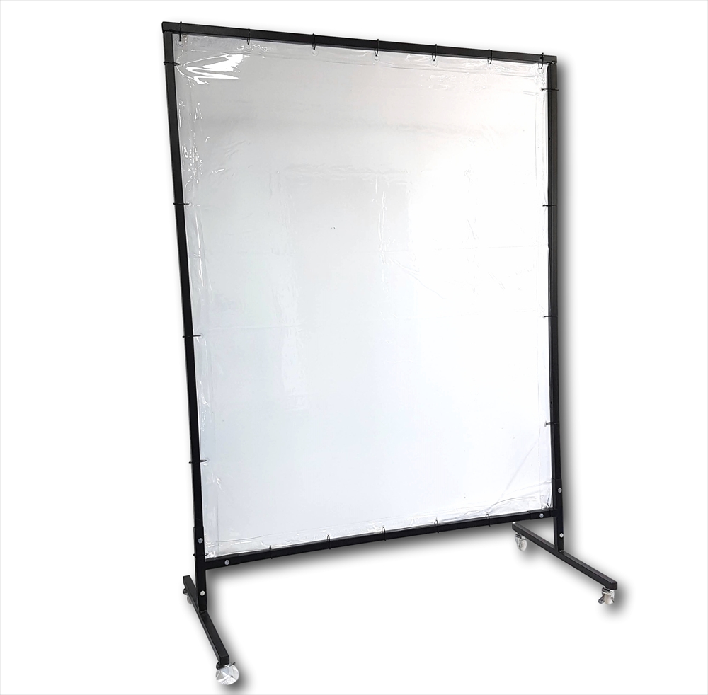Clear PVC Safety Screen c/w Castors - AES